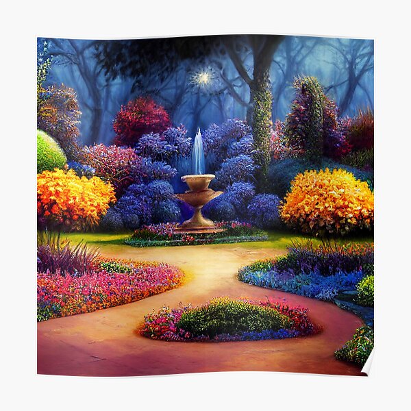 "Fairy Garden, Fairy Forest, Fantasy Digital Art" Poster for Sale by ...