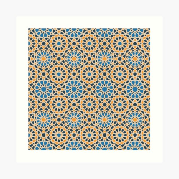 "Orange and blue flower, Islamic geometric patterns Islamic ...