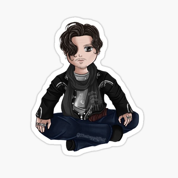 "Johnny Depp Chibi Crosslegged" Sticker for Sale by thedeppeffect ...