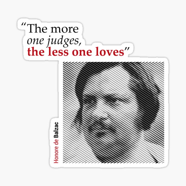 "Honore de Balzac's Portrait with a Love Quote" Sticker for Sale by ...