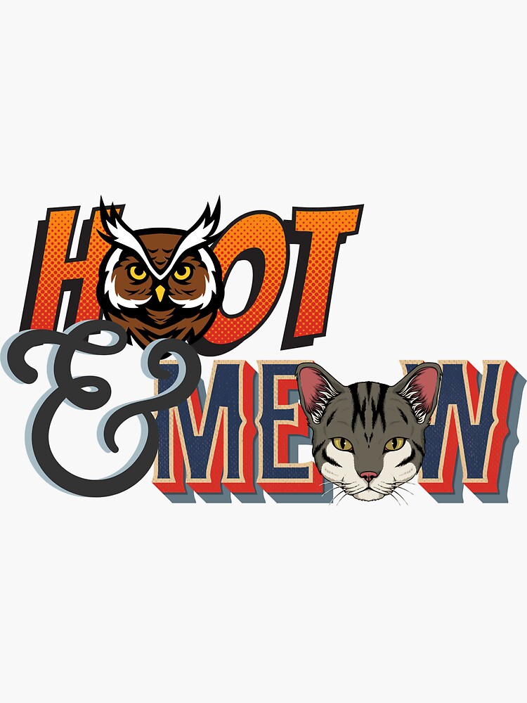 "Hoot & Meow" Sticker for Sale by ilalang-by-eka | Redbubble