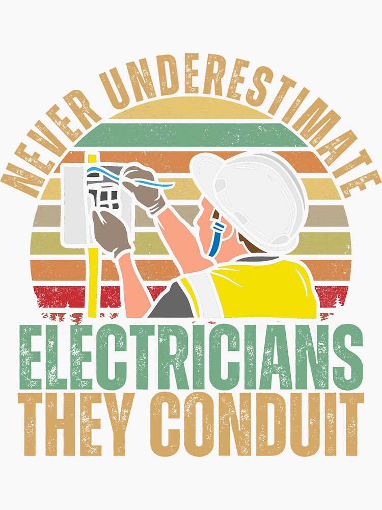 "Retro Funny Electrician Puns" Sticker for Sale by Artworksco | Redbubble
