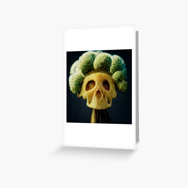 "Broccoli - The real alien brains on a skull - AI Art" Greeting Card ...