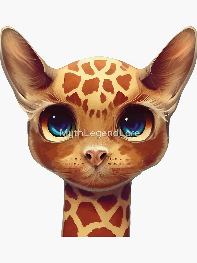 "Giraffe Cat" Sticker for Sale by MythLegendLore | Redbubble