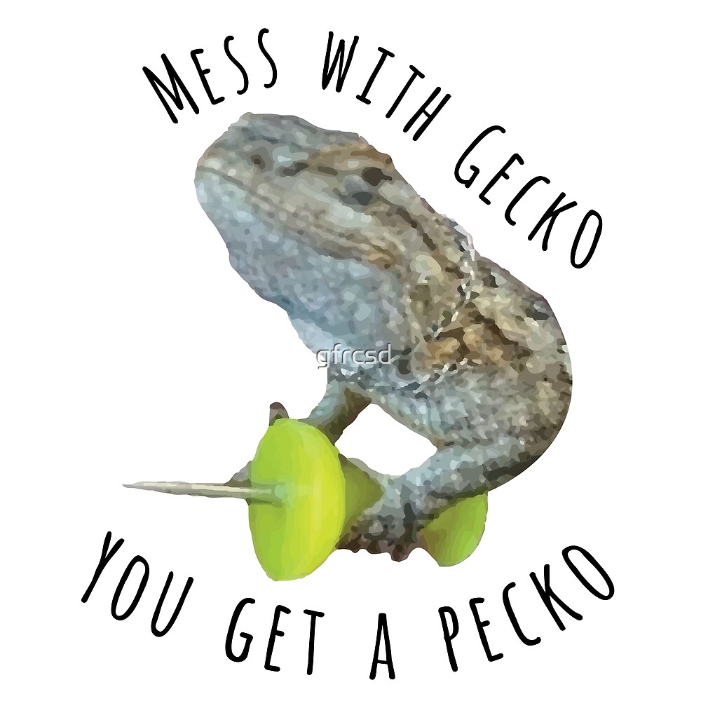 "Mess with gecko, you get a pecko" by gfrcsd | Redbubble