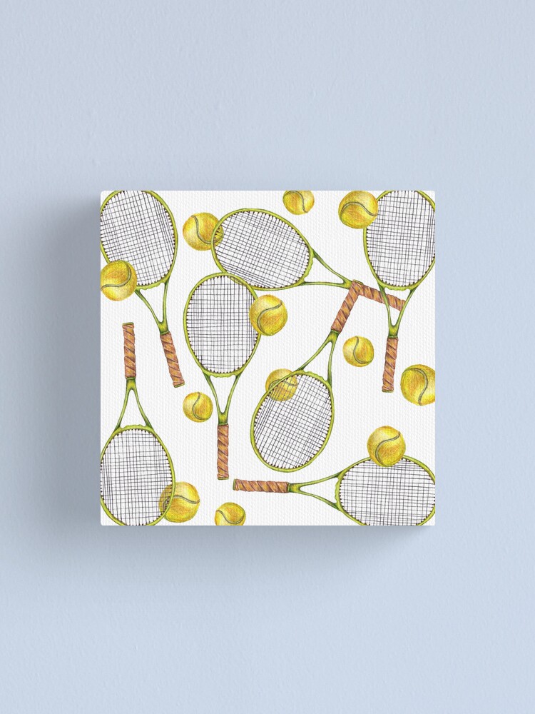 "pattern with tennis rackets with tennis balls. color pencil" Canvas ...