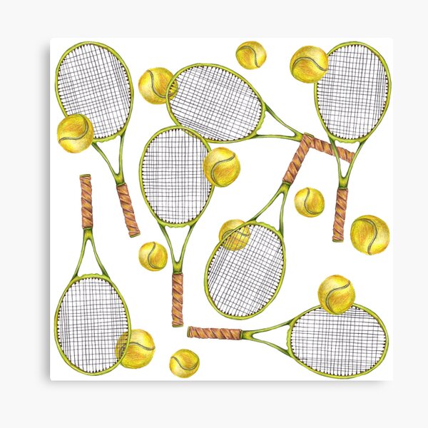"pattern with tennis rackets with tennis balls. color pencil" Canvas ...