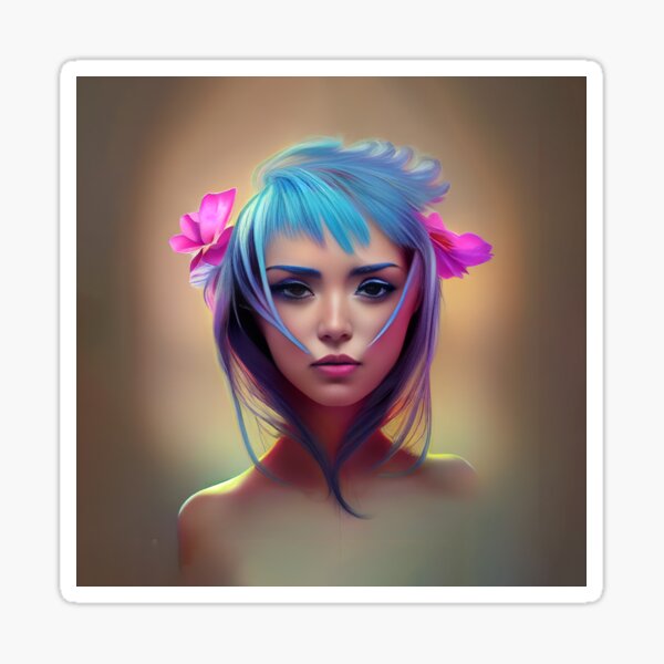Beautiful Girls Pink Flower Anime Girl Manga Girl Sticker For Sale By Teearthy Redbubble