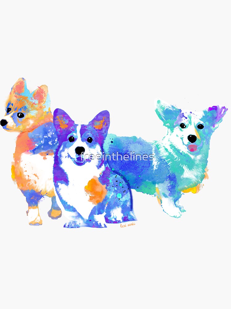 "corgi watercolor pet portrait | Three Amigos" Sticker for Sale by ...