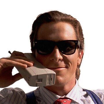 "Patrick Bateman calling the CEO of based" Sticker for Sale by ...