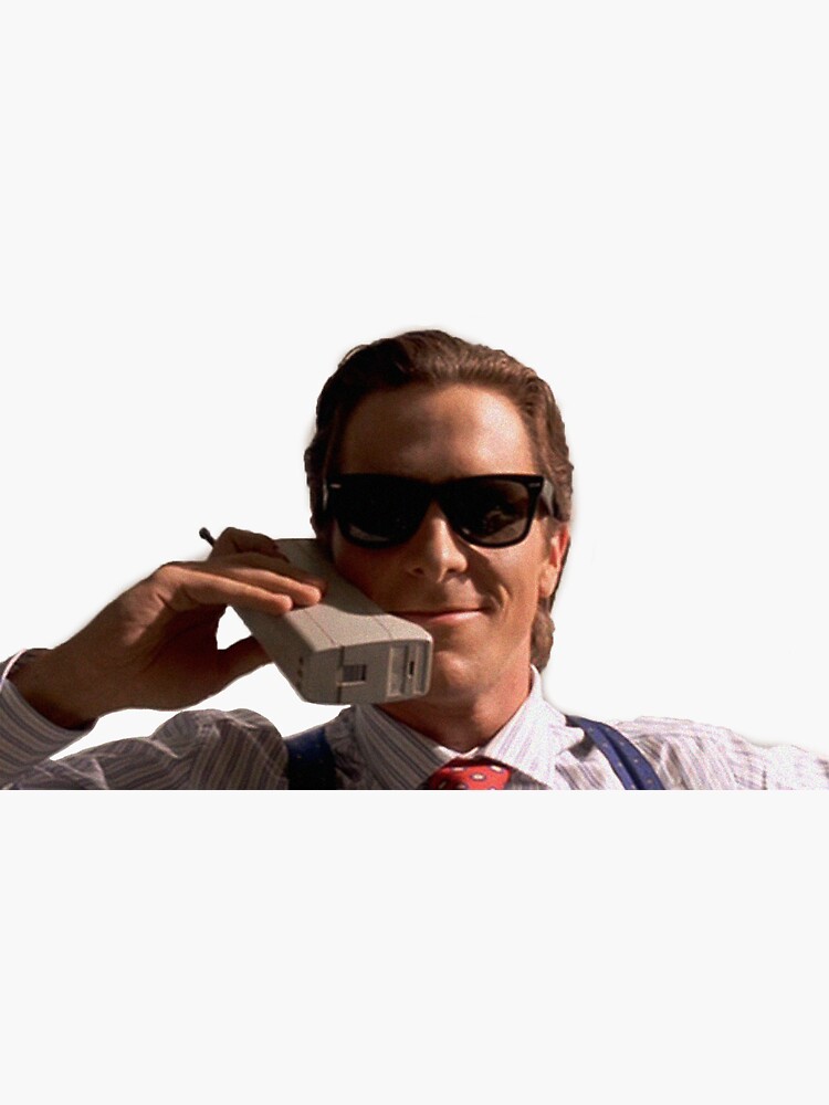 "Patrick Bateman calling the CEO of based" Sticker for Sale by ...