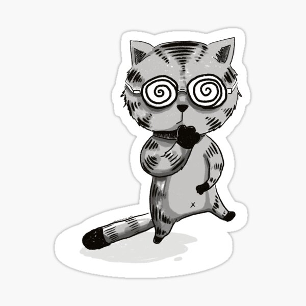 "Cute funny cat whoopsie wearing swirly glasses" Sticker for Sale by ...