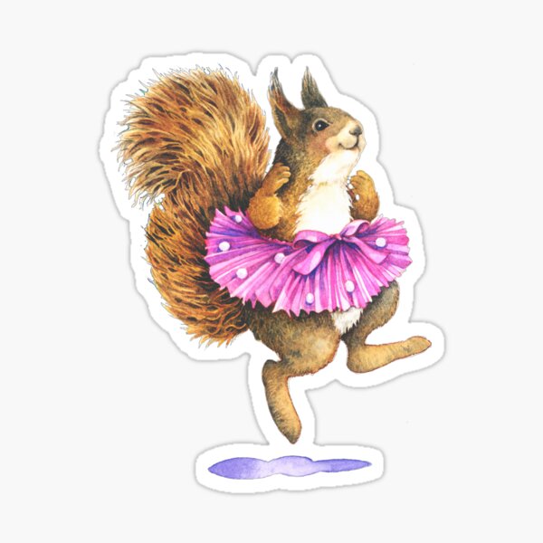 "Pink Tutu Squirrel Dancing" Sticker for Sale by Wendy Edelson | Redbubble