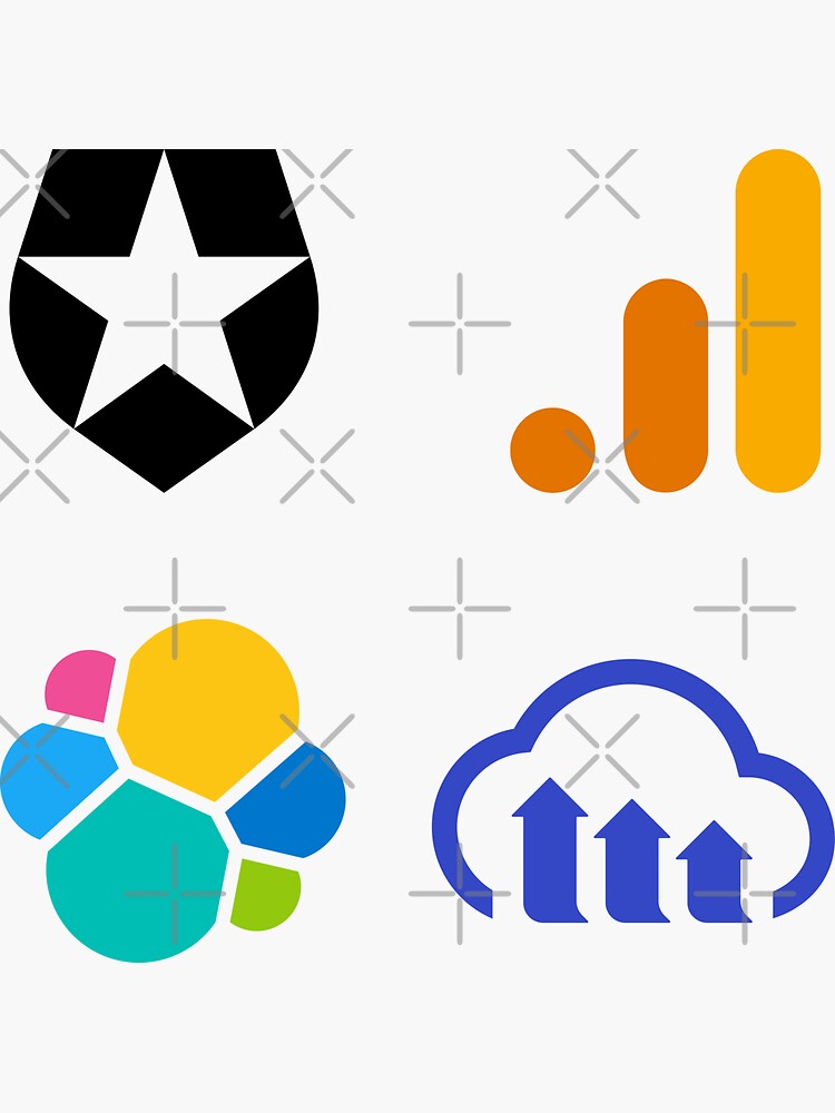 Auth0, Google Analytics, Elastic, Cloudinary - 4x Sticker Pack" Sticker for Sale by ...
