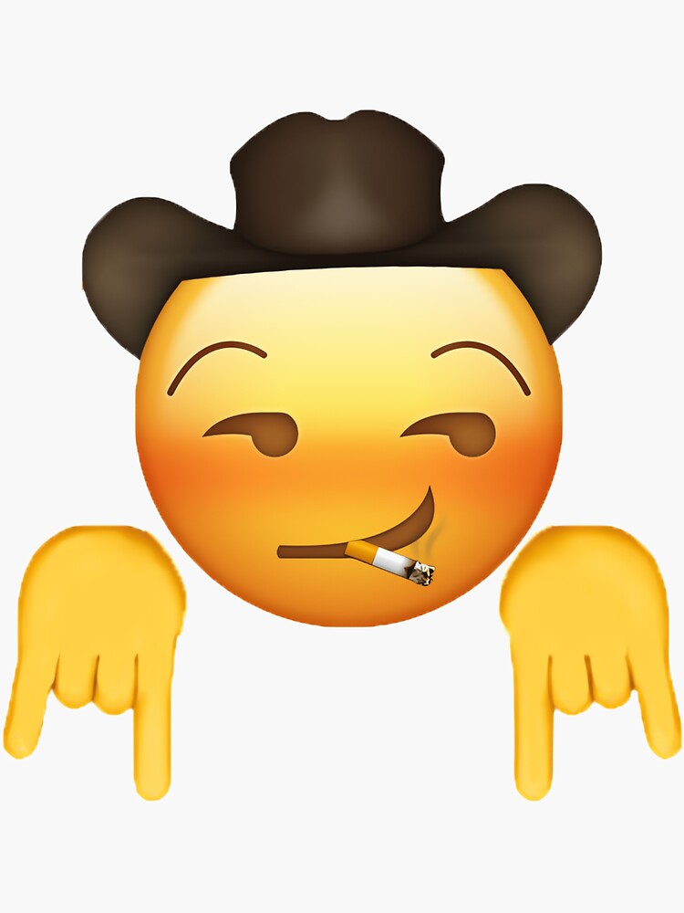 "Horns Down Cowboy Smoking Emoji Illustration Design. " Sticker for ...