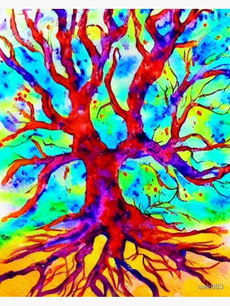 "Colorful tree painting vibrant art twisted roots psychedelic ...