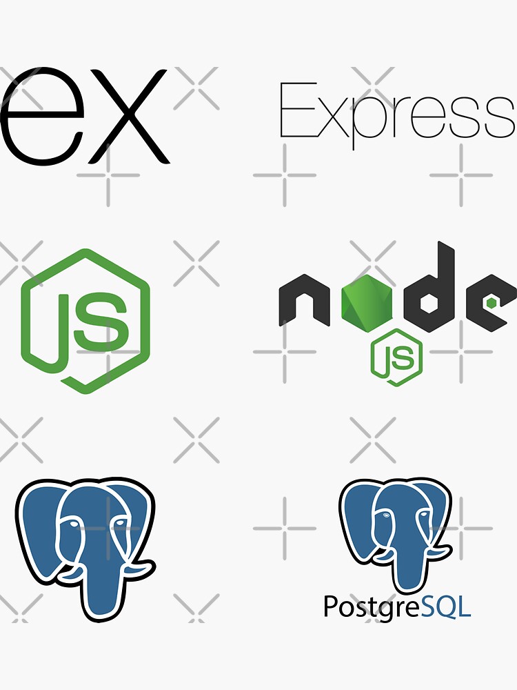 Express, NodeJS, PostgreSQL - 6x Sticker Combo Pack" Sticker for Sale by thisisgeekvana | Redbubble