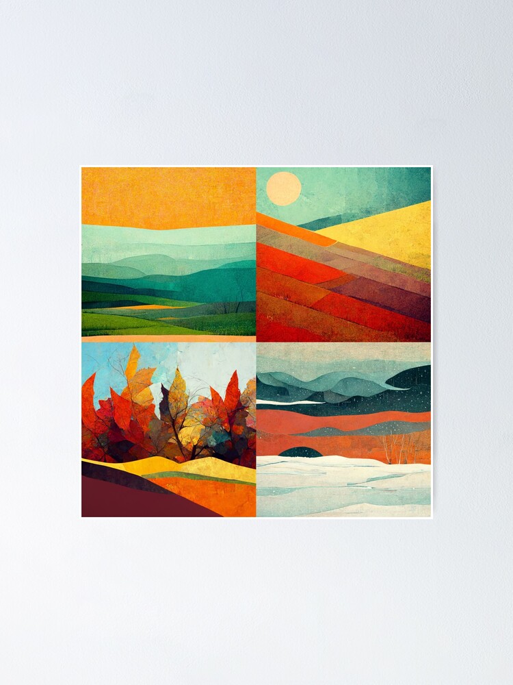 "4 seasons collage abstract art" Poster for Sale by Paltheque | Redbubble