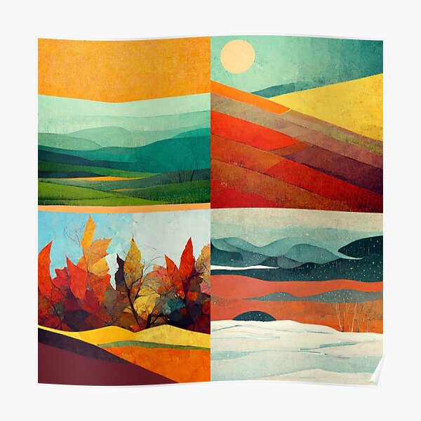 "4 seasons collage abstract art" Poster for Sale by Paltheque | Redbubble