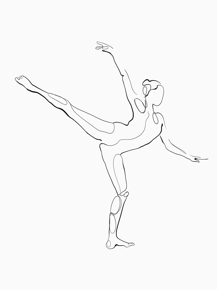 "Ballet Dancer in Arabesque Pose - Human Figure Line Art Drawing " T ...