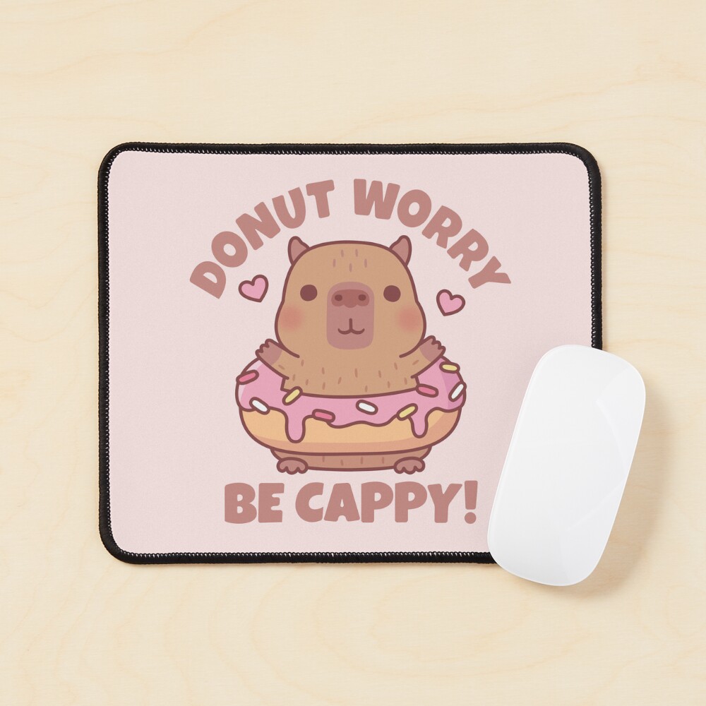 "Funny Donut Worry Be Cappy Capybara Quote" Sticker for Sale by ...