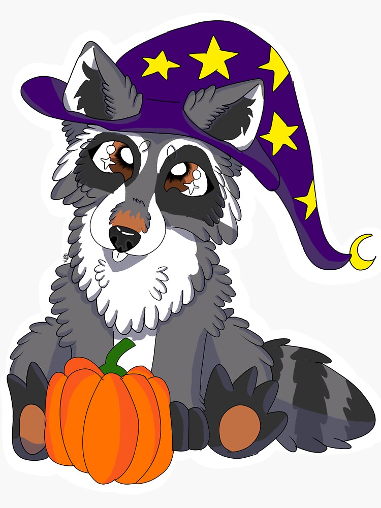 "Witch raccoon " Sticker for Sale by skywolfcreation | Redbubble
