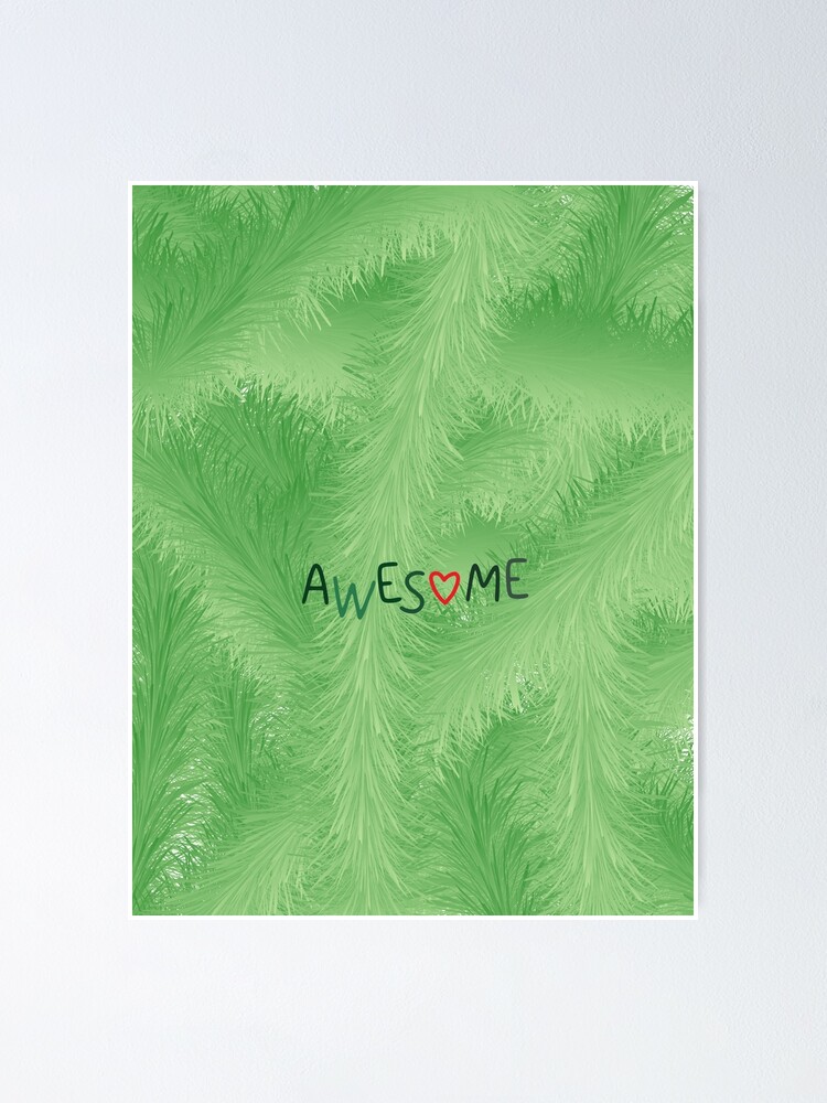 "Fluffy Green and word " Awesome" text background Fluffy line ...