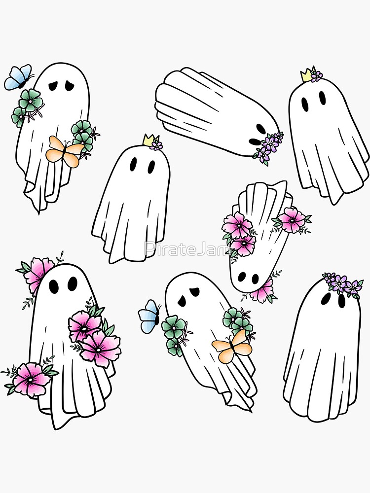 "Cute Sheet Ghosts " Sticker for Sale by PirateJam | Redbubble