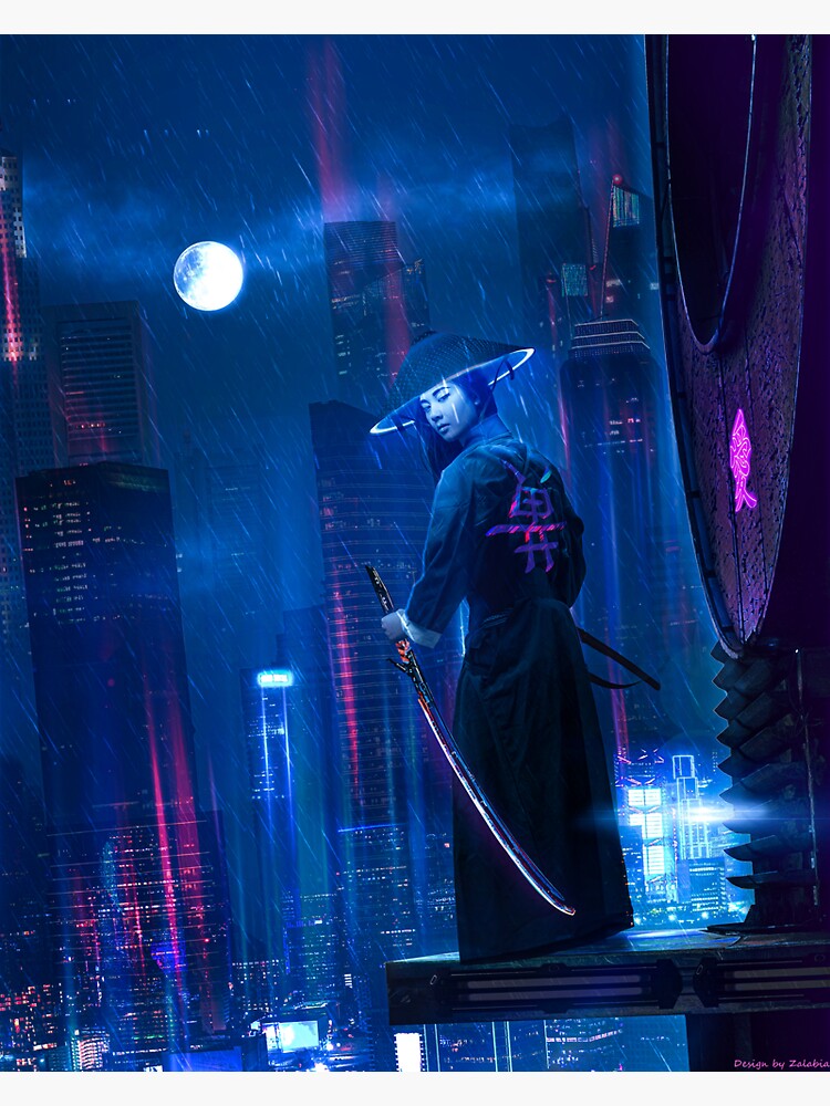 "neon samurai warrior" Sticker for Sale by Zala-market | Redbubble