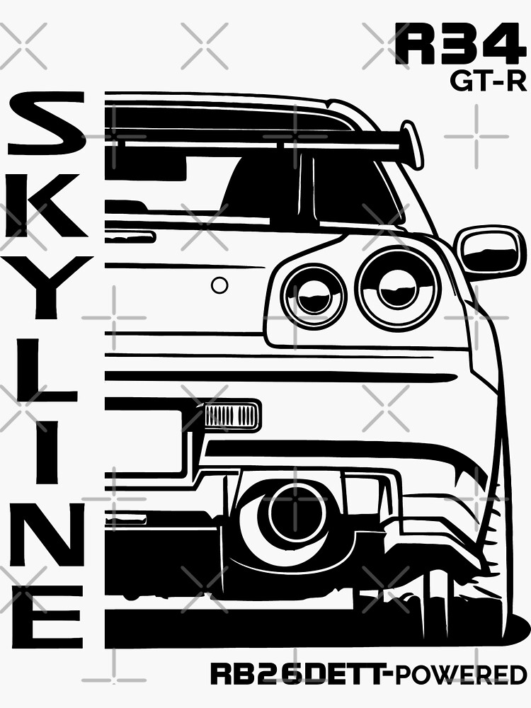 "Japanese Automotive Icon R34 Skyline GTR" Sticker for Sale by ...