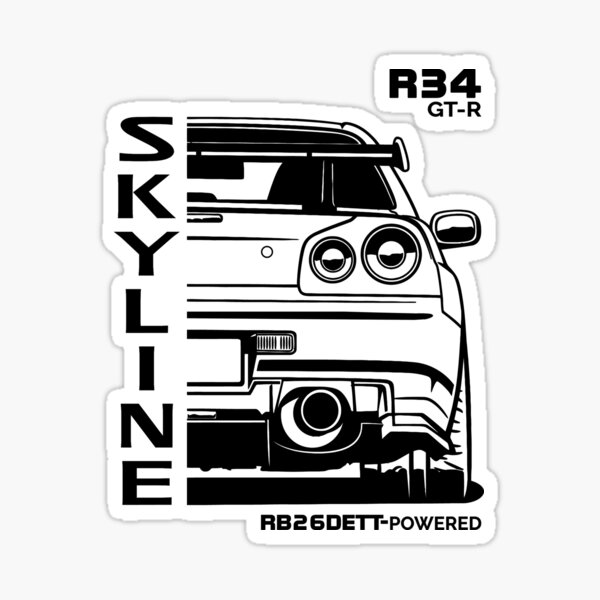 "Japanese Automotive Icon R34 Skyline GTR" Sticker for Sale by ...