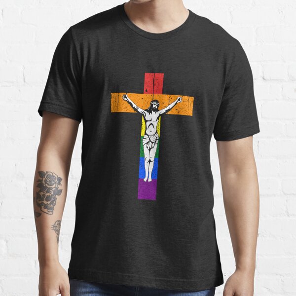 "Pride Jesus Aesthetic LGBT Gay Lesbian Transgender Christian Cross" T ...