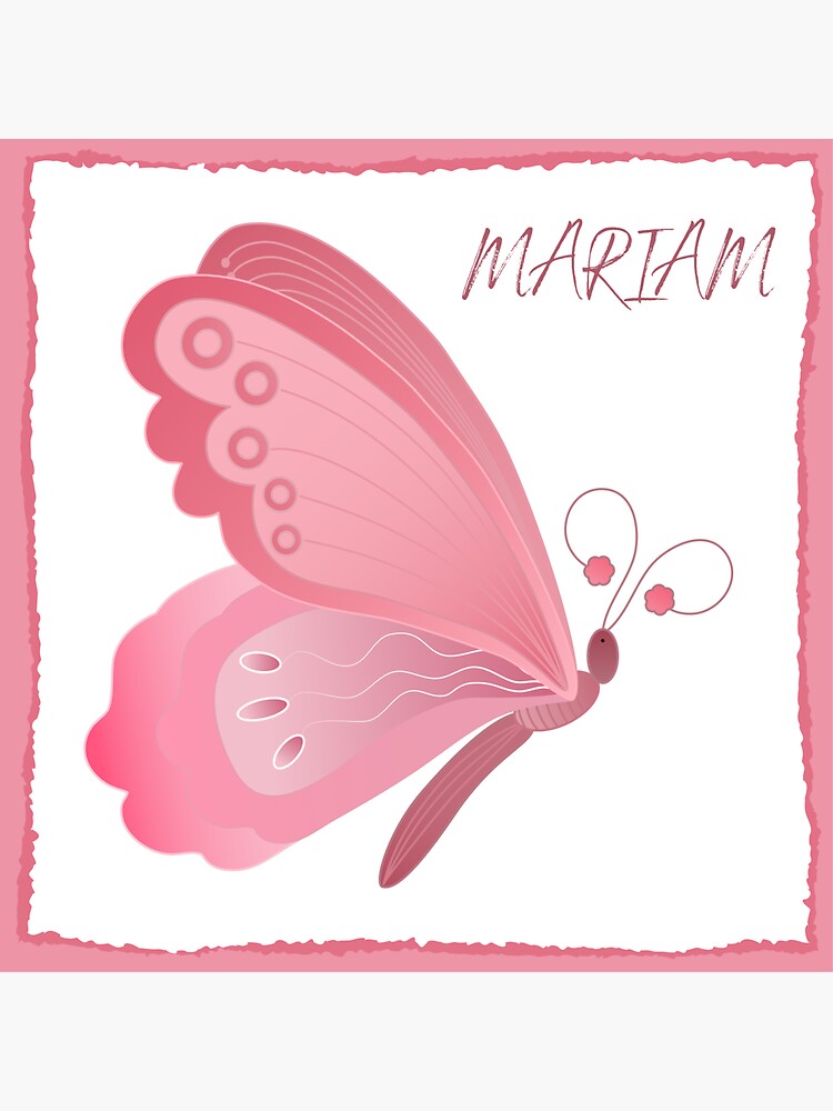 "Mariam, girl's name, personalized name pink butterfly " Sticker for ...