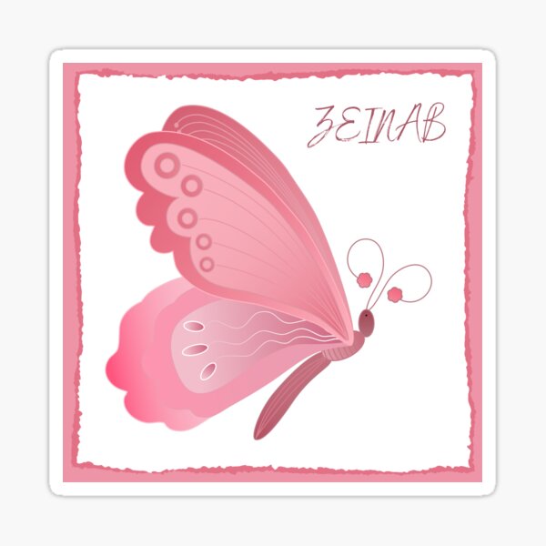"Zeinab, girl's name, personalized name pink butterfly " Sticker for ...