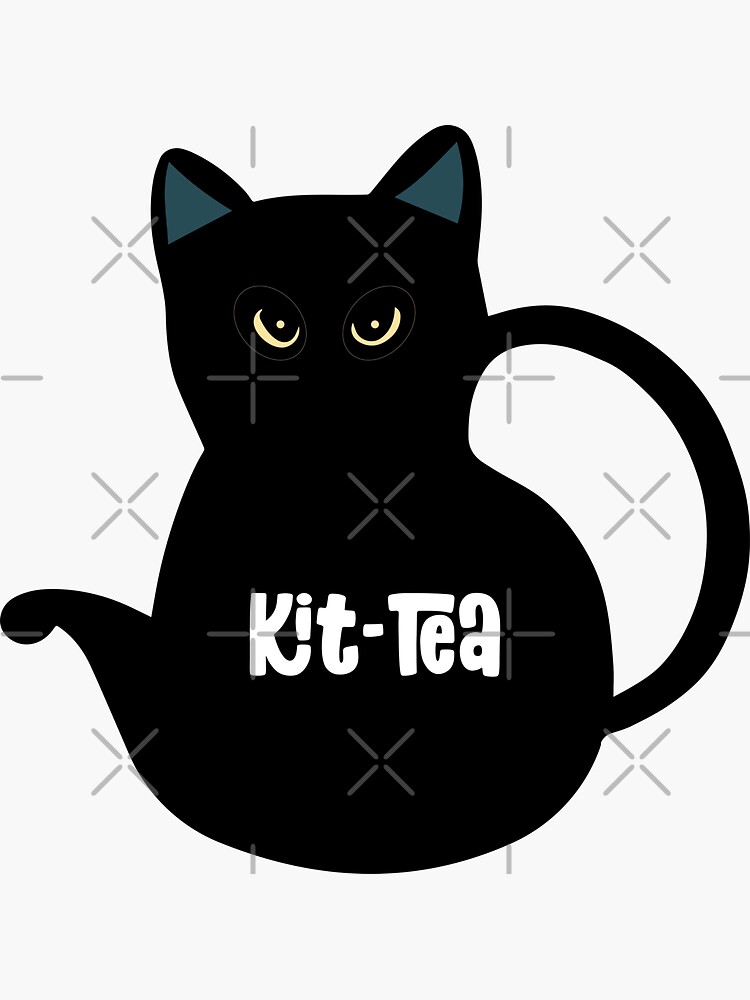 "Kit-Tea Funny Cat Essential T-shirt" Sticker for Sale by Dilematiccoma ...