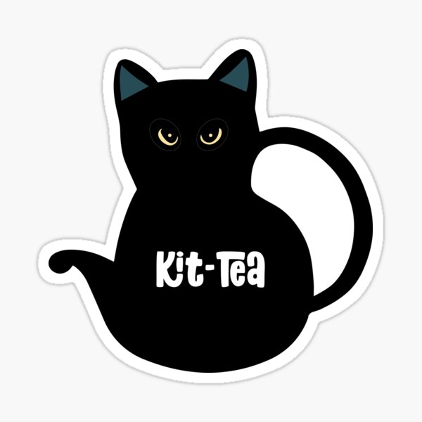 "Kit-Tea Funny Cat Essential T-shirt" Sticker for Sale by Dilematiccoma ...