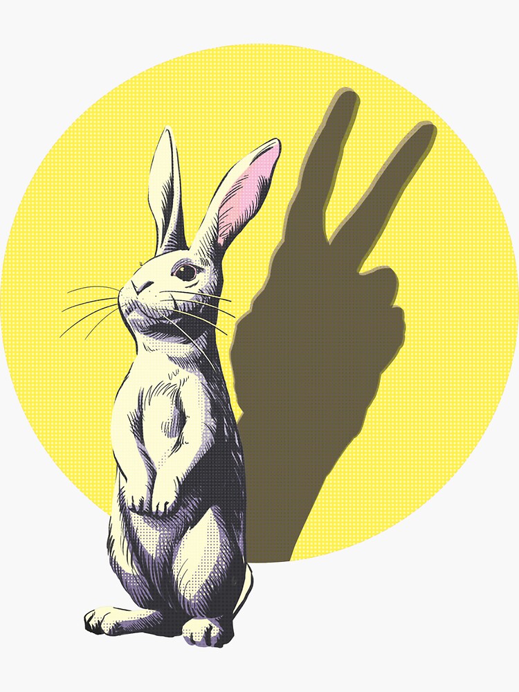 "Shadow puppet bunny rabbit/ Peace sign " Sticker for Sale by ...