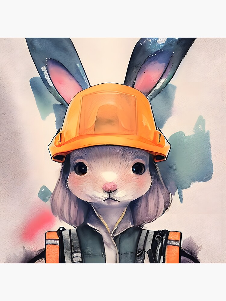 "Construction bunny | Tradesman bunny" Sticker for Sale by sci-fAI ...