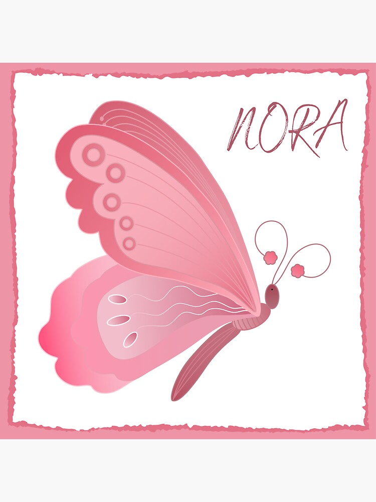 "Nora, girl's name, personalized name pink butterfly " Sticker for Sale ...