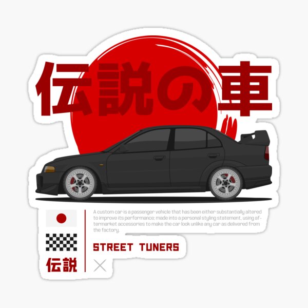 "Tuner Black EVO V JDM" Sticker for Sale by goldentuners | Redbubble