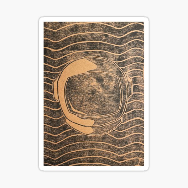 "Astronaut linocut" Sticker for Sale by jatilda | Redbubble