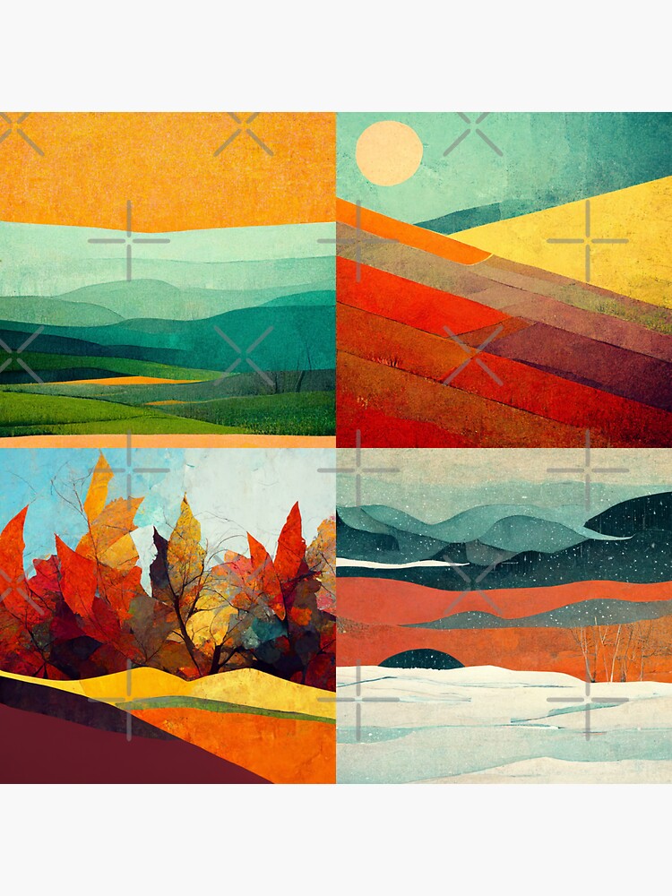 "4 seasons collage abstract art" Sticker for Sale by Paltheque | Redbubble