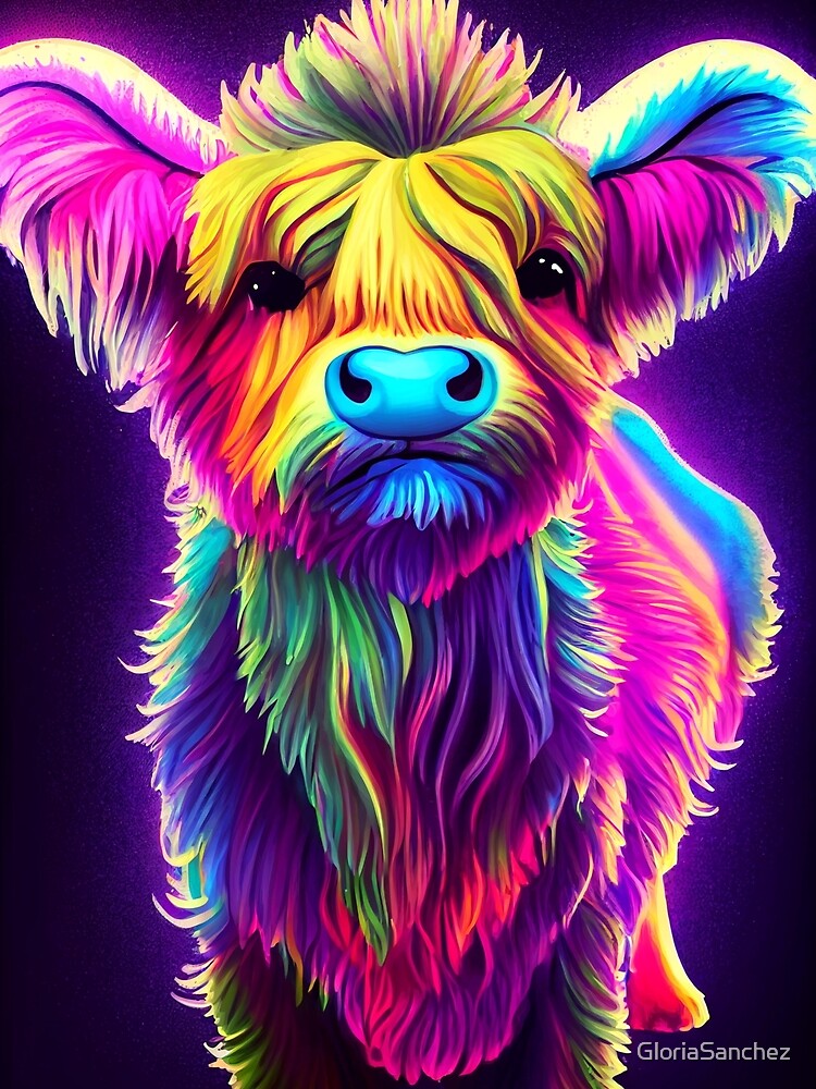 "NEON HIGHLAND COW" Poster for Sale by GloriaSanchez | Redbubble