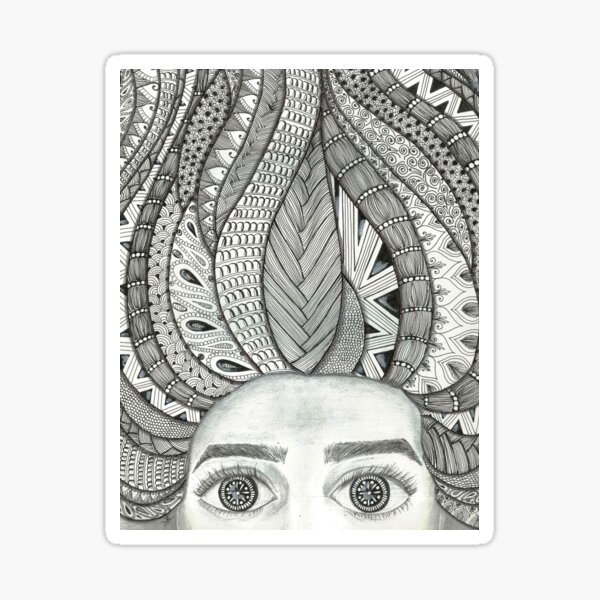 "Zentangle Hair Tshirt Design | Printable Art" Sticker for Sale by ...