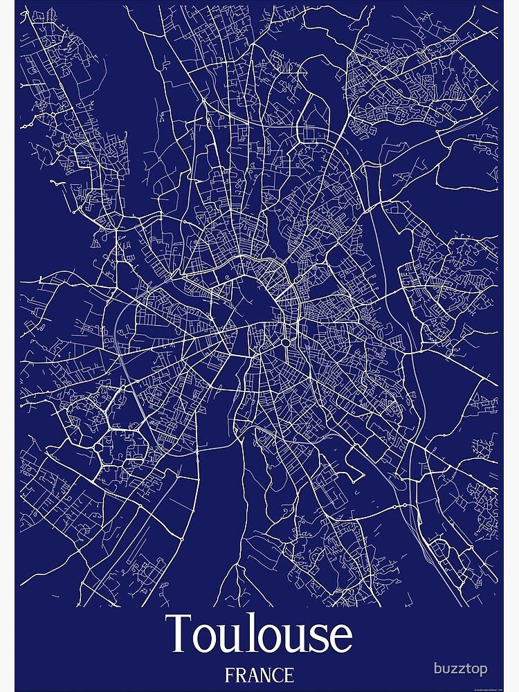 "Toulouse France Blue City Map" Poster for Sale by buzztop | Redbubble