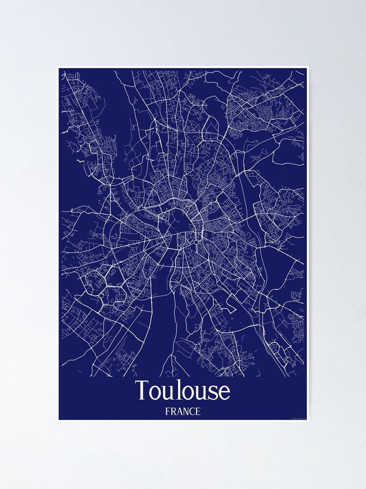 "Toulouse France Blue City Map" Poster for Sale by buzztop | Redbubble