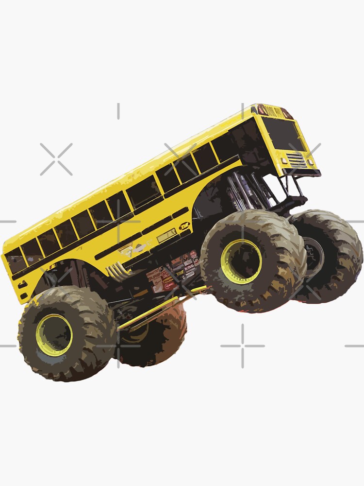"Monster Truck School Bus" Sticker for Sale by KingFloki | Redbubble
