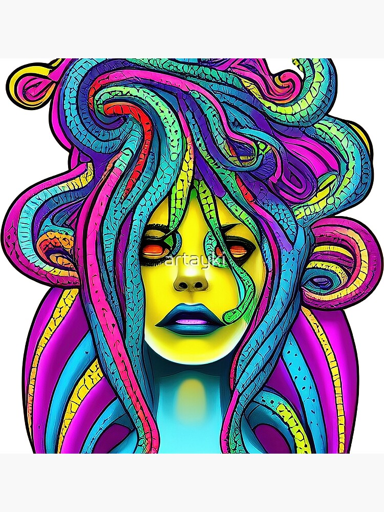 "Colorful Medusa - Cursed Snake-Haired Medusa Mythological" Poster for ...
