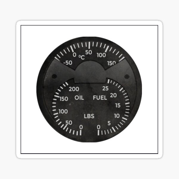 "Oil Fuel temp Gauge - (SMALL size sticker for lifesize)" Sticker for ...