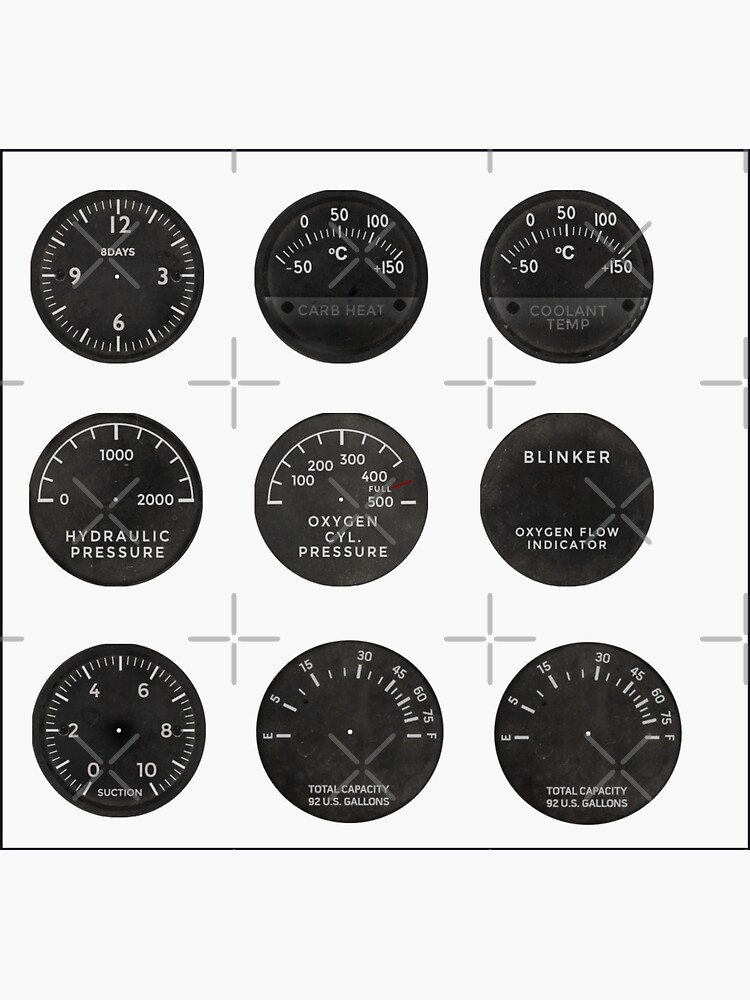 "P51 Gauge set 2 (LARGE stickers for life sized)" Sticker for Sale by ...